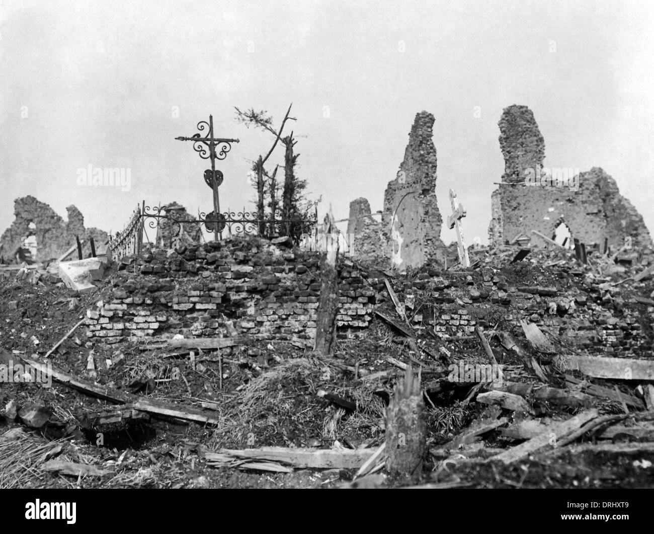 Ruined cemetery at Thilloy, near Bapaume, France, WW1 Stock Photo - Alamy
