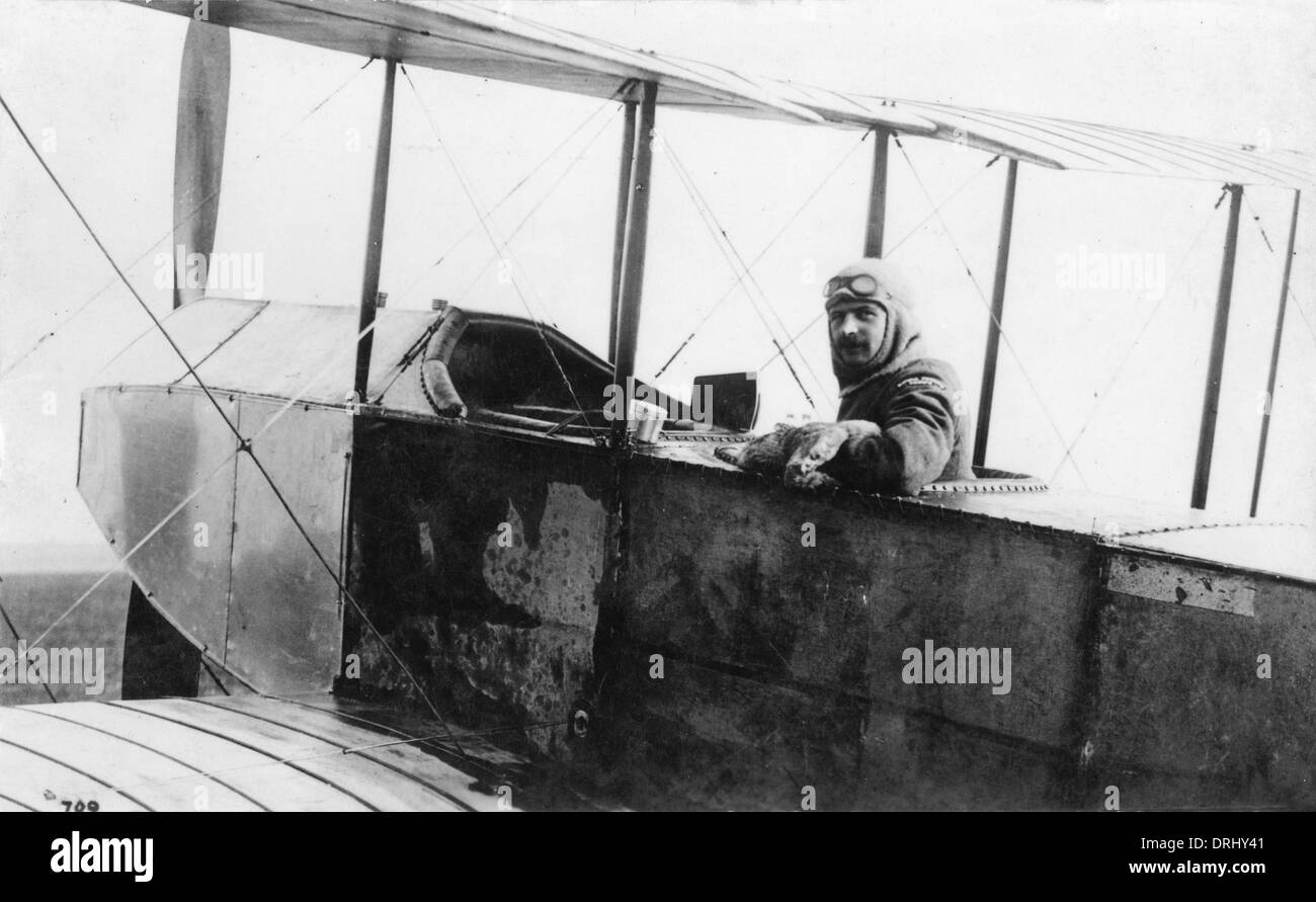 Avro biplane with pilot, WW1 Stock Photo - Alamy
