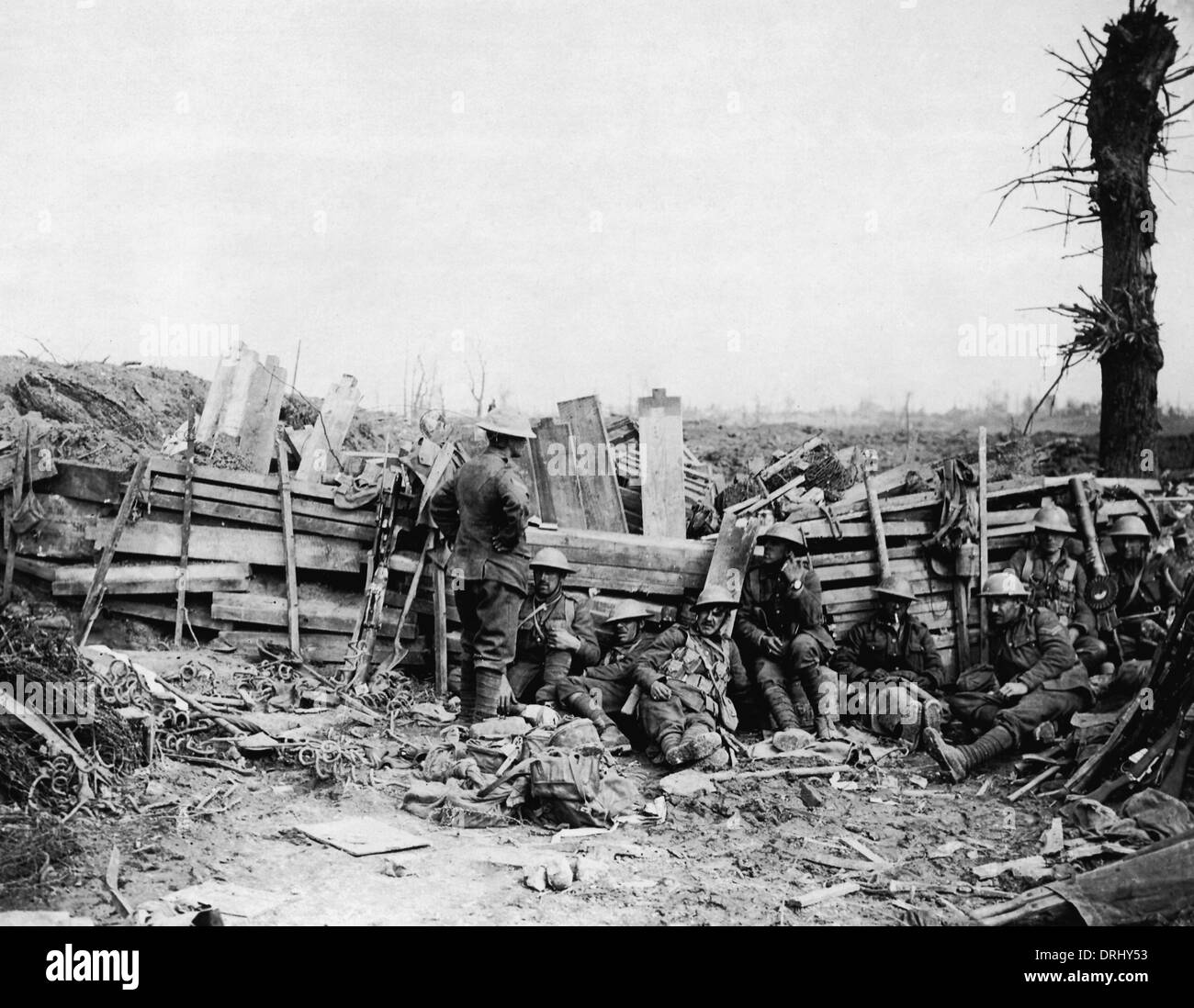 Barrier across road near Les Boeufs, Western Front, WW1 Stock Photo - Alamy
