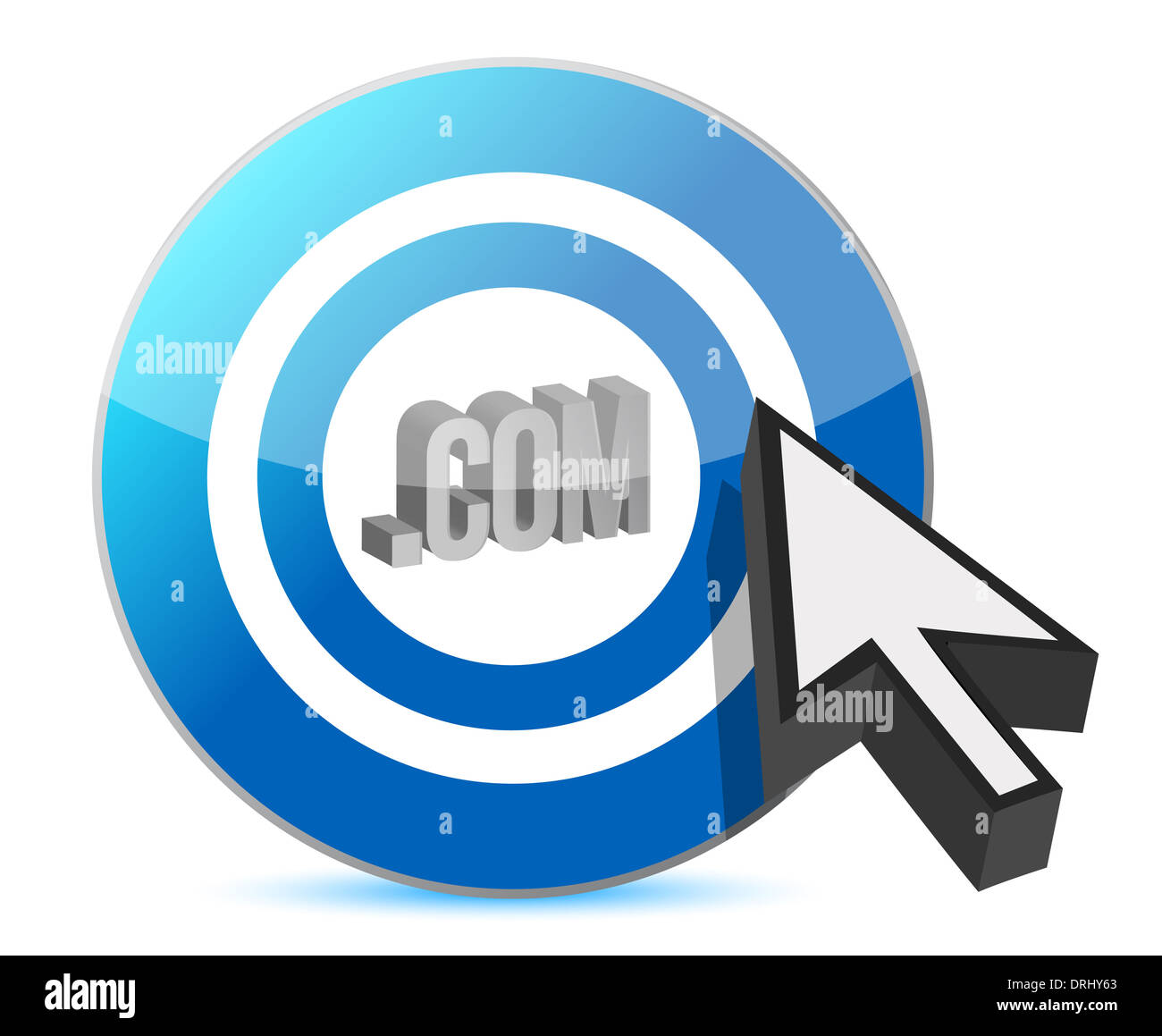 Blue target .com web illustration design over white Stock Photo - Alamy