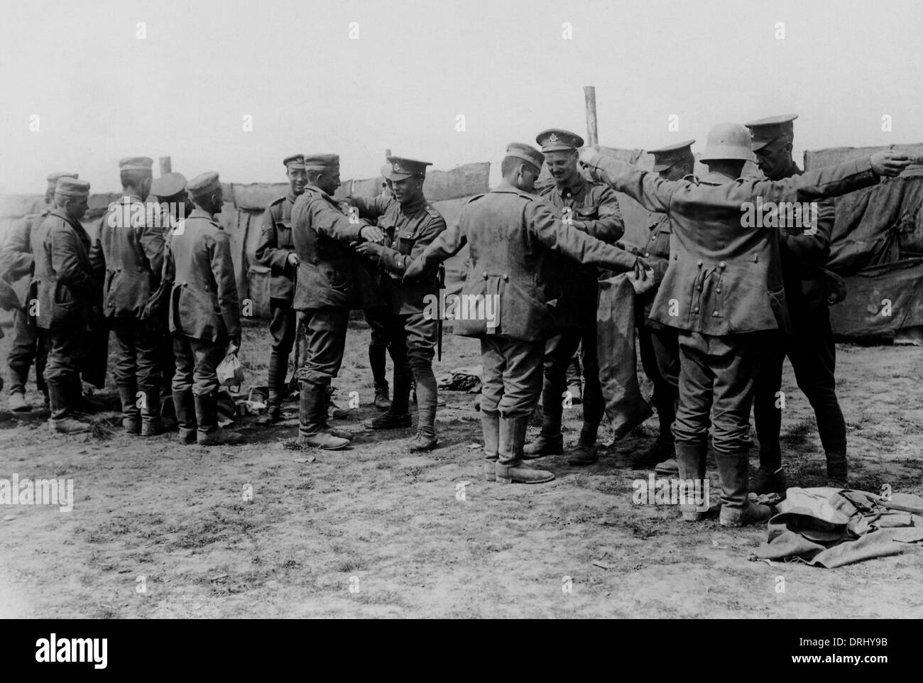 British soldiers searching prisoners, Western Front, WW1 Stock Photo ...
