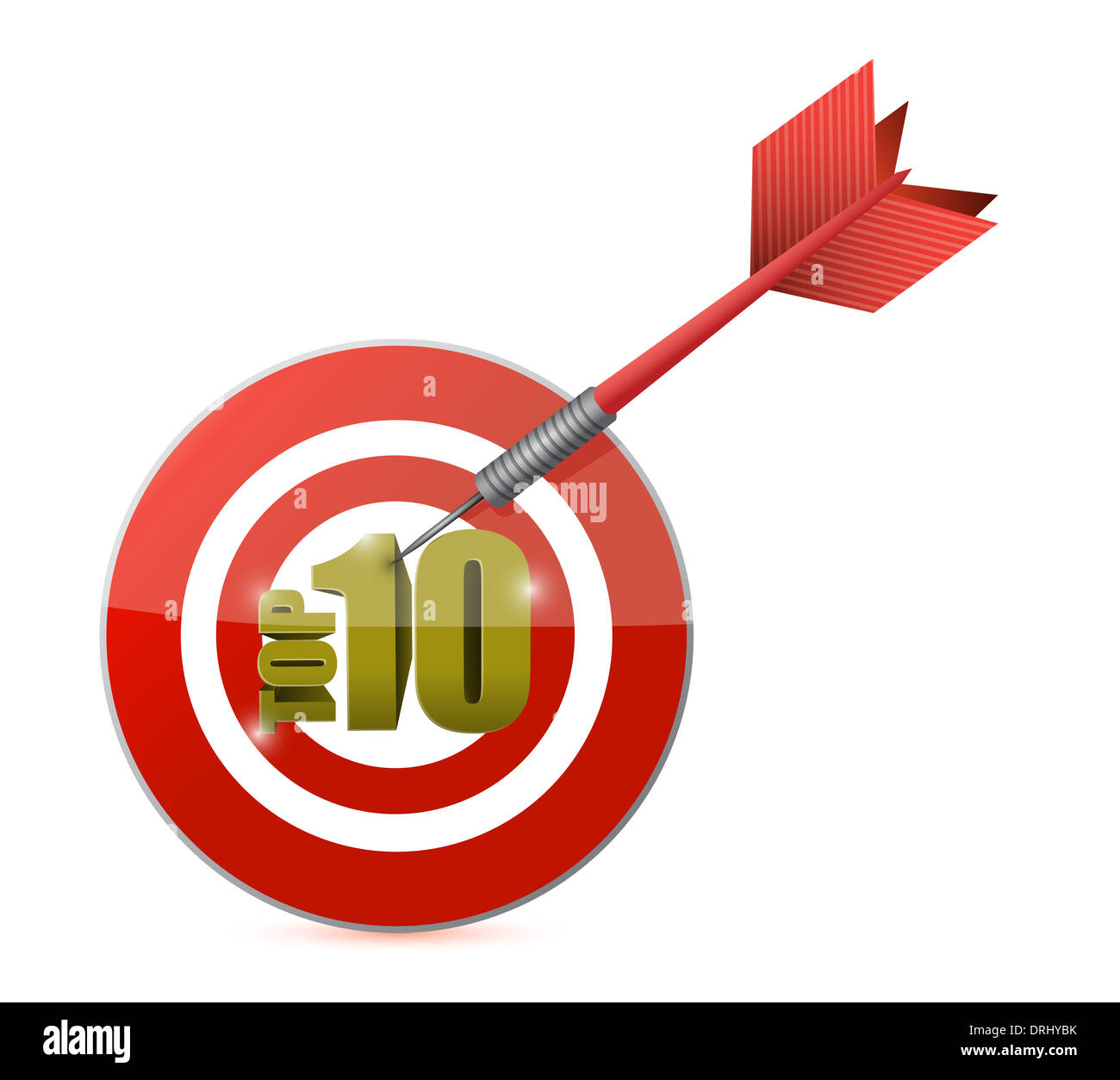 gold top ten target and dart illustration design over white Stock Photo ...