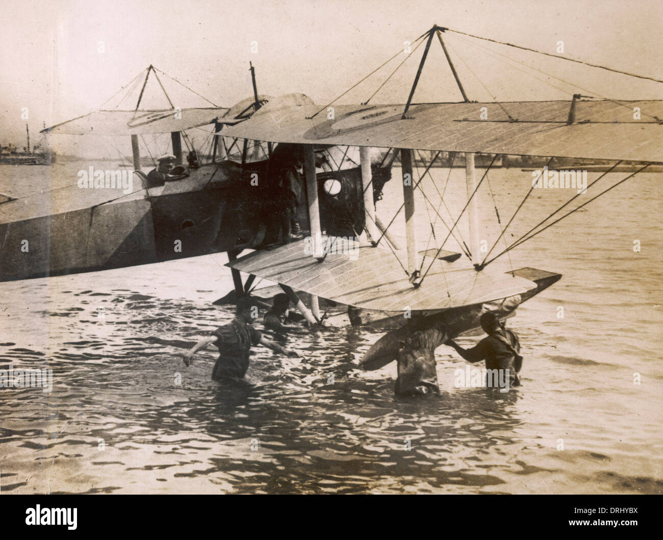 British seaplane preparing for flight, WW1 Stock Photo - Alamy
