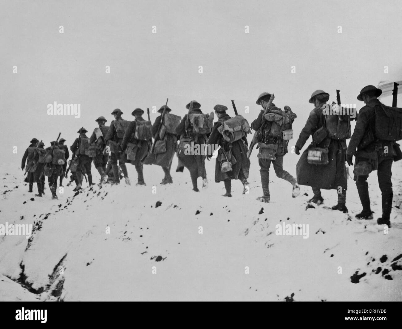 British troops in snow, Western Front, WW1 Stock Photo: 66162919 - Alamy