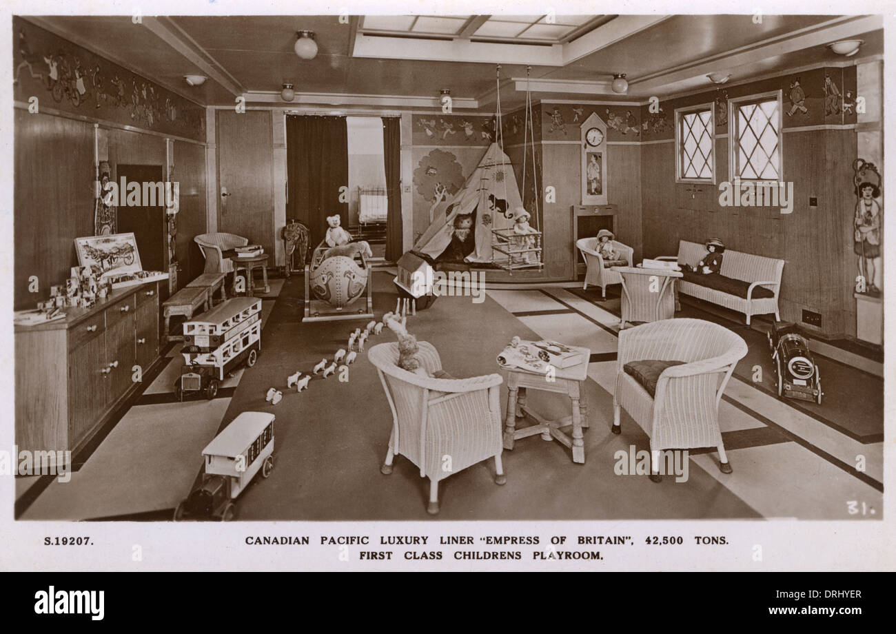 First Class Children's Playroom on Empress of Britain Stock Photo - Alamy