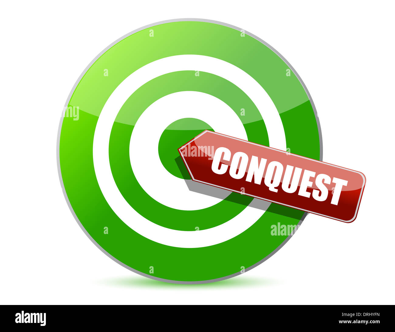 green conquest darts target aim on white background Stock Photo - Alamy