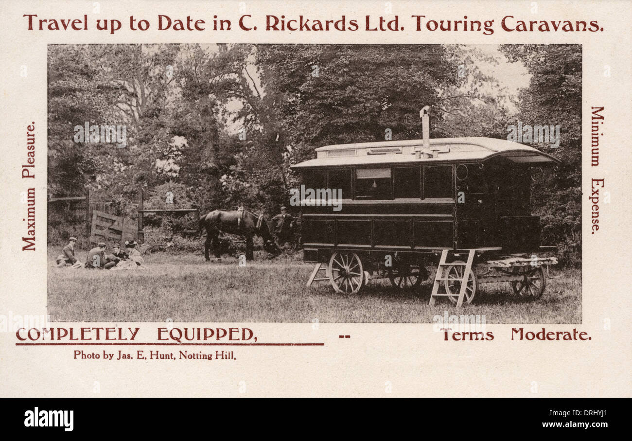 Advertising card for a Touring Caravan Company Stock Photo - Alamy
