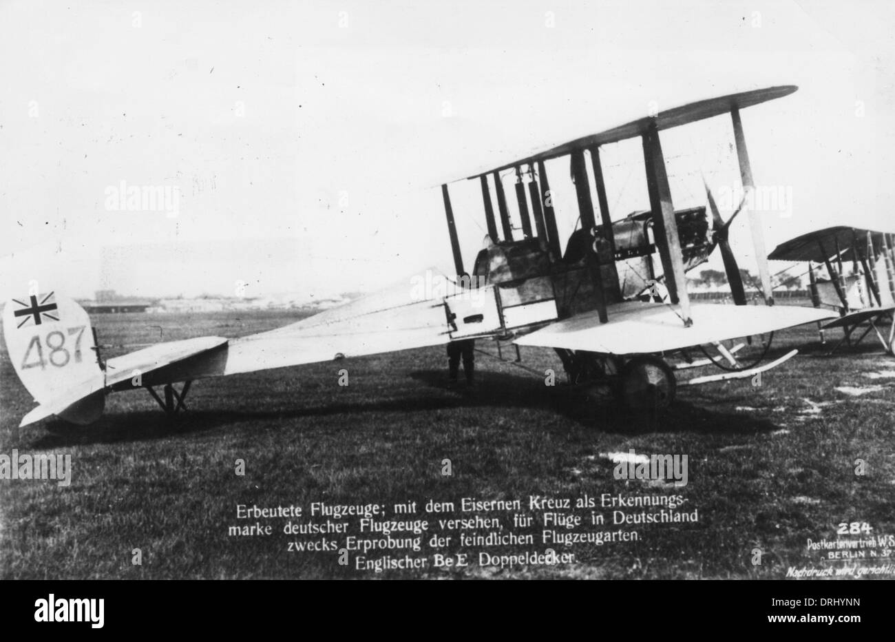 British BE2B biplane captured by Germans, WW1 Stock Photo - Alamy