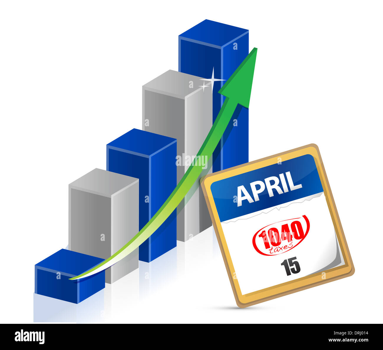 business graph and taxes april 15th on a calendar illustration Stock ...