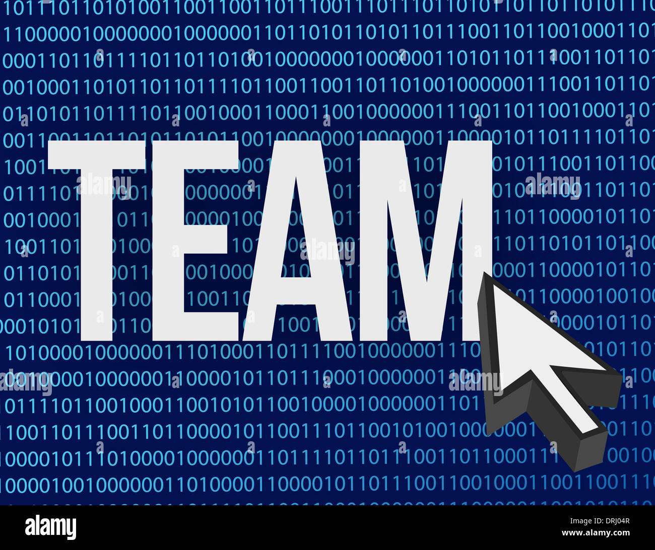team and cursor binary blue illustration background Stock Photo - Alamy
