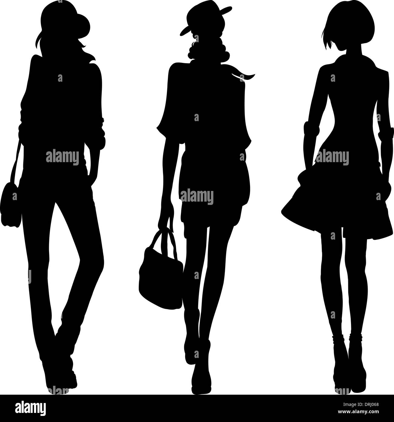 set 1 silhouette of fashion girls top models Stock Photo - Alamy
