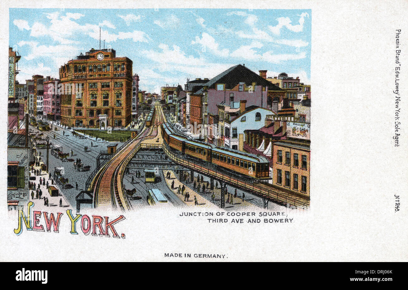 New York - Cooper Square, 3rd Avenue and Bowery Stock Photo - Alamy