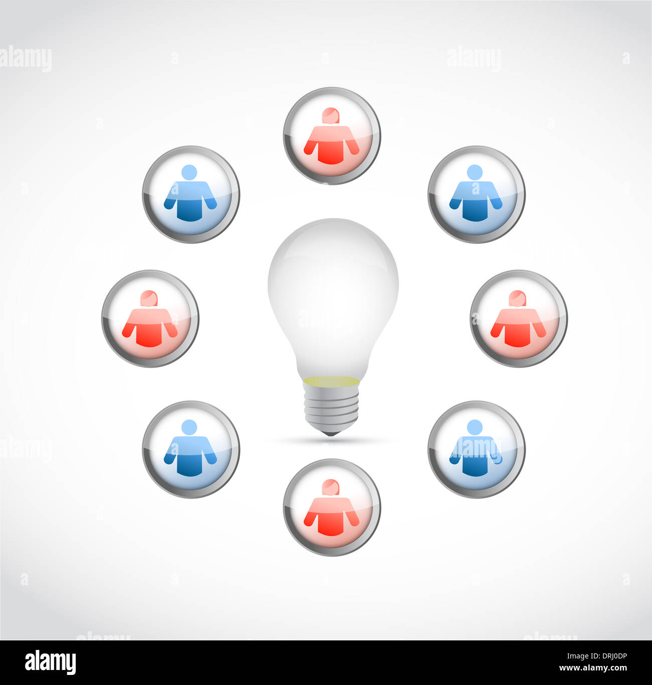 teamwork idea light bulb illustration network illustration design Stock ...
