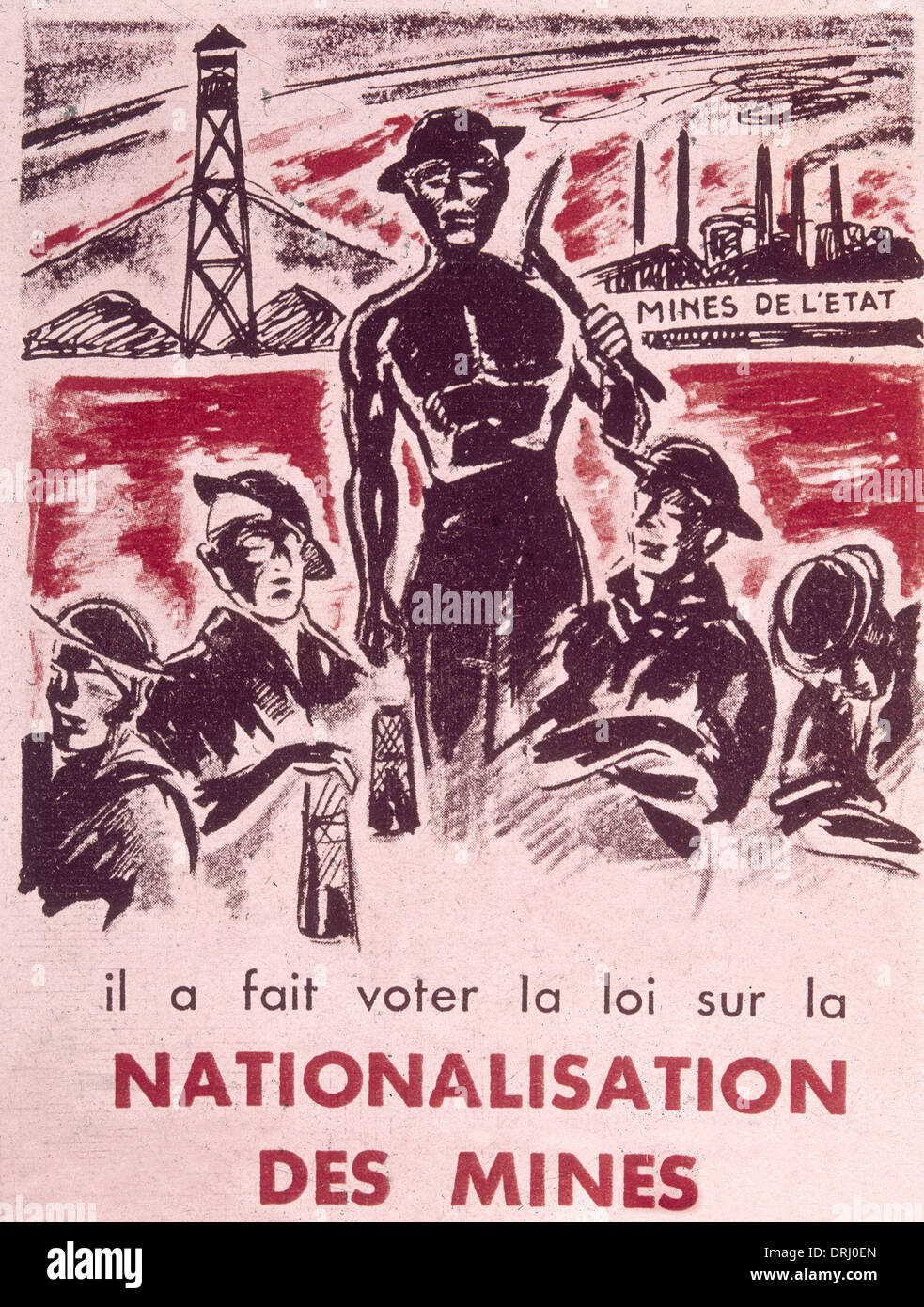 French poster, nationalisation of mines Stock Photo - Alamy