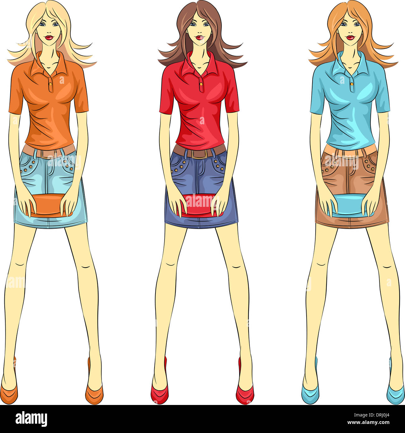 set beautiful fashion girls top model with clutches in three color ...
