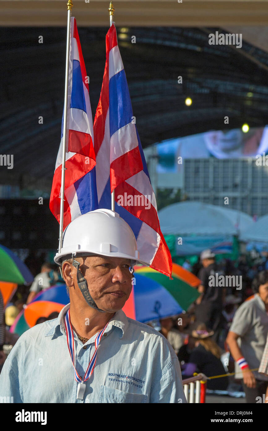 Hard hat at political demonstration, Bangkok, Thailand Stock Photo - Alamy