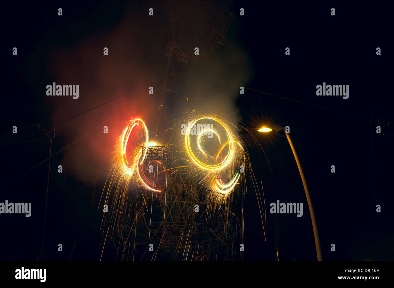 mexican style fireworks celebration featuring frame or el castillo ...