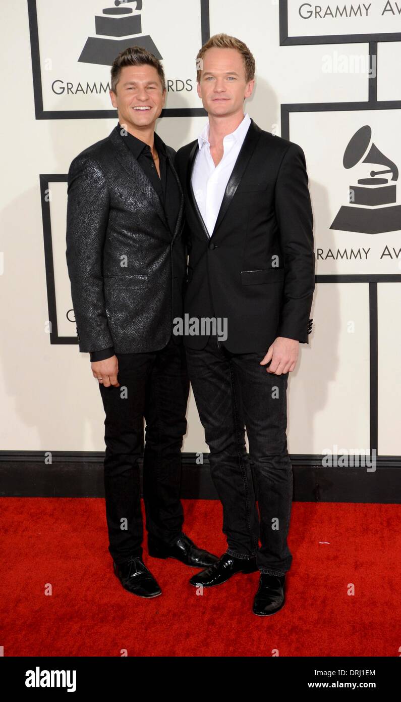 Los Angeles, CA, USA. 26th Jan, 2014. Neil Patrick Harris, David Burtka at arrivals for The 56th ...