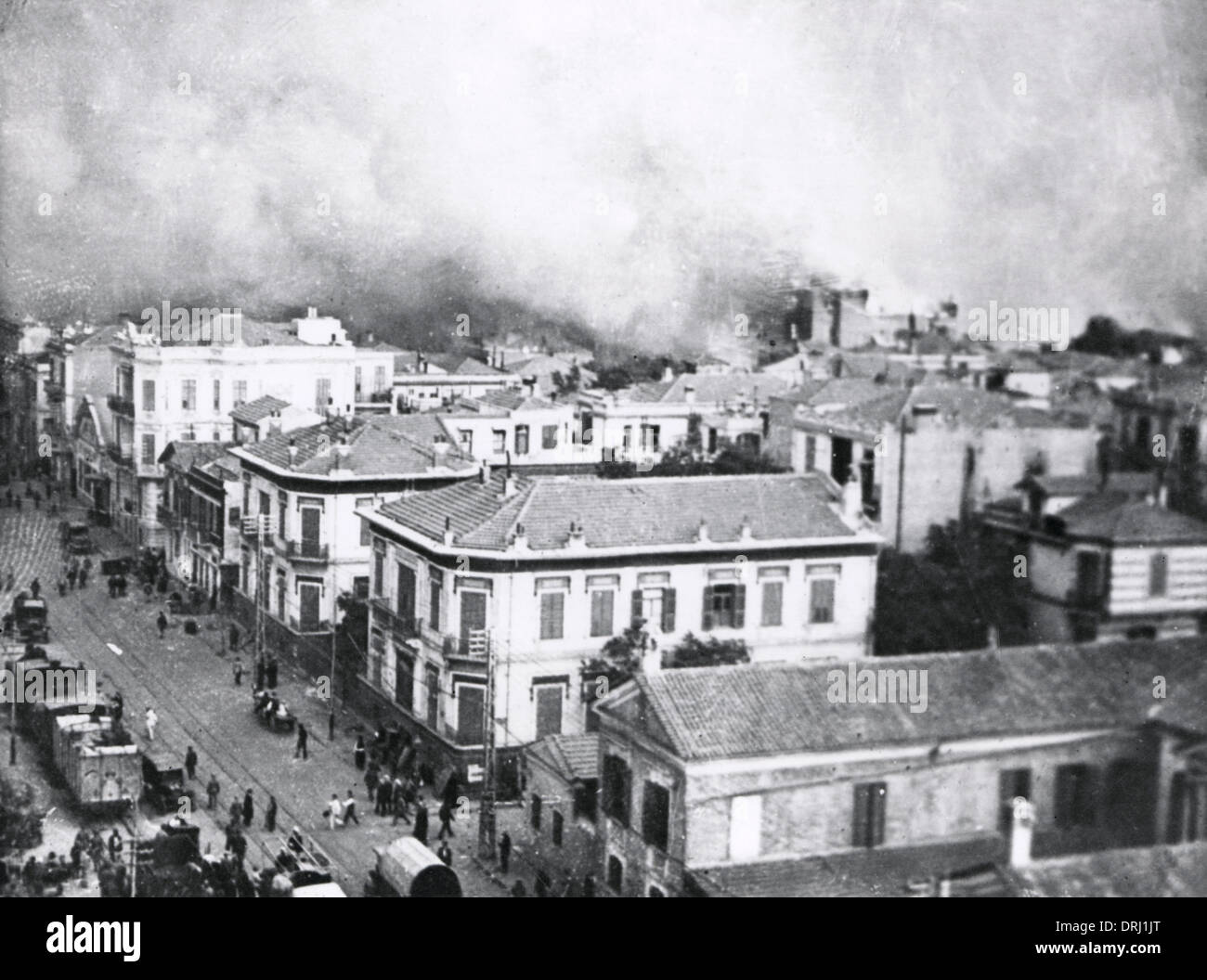 Quay on fire, Salonika, Greece, WW1 Stock Photo - Alamy