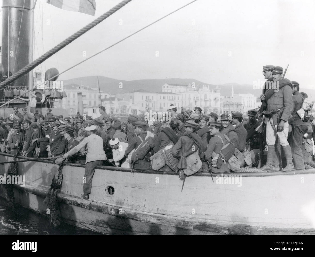 Greek troops landing at Salonika, WW1 Stock Photo - Alamy
