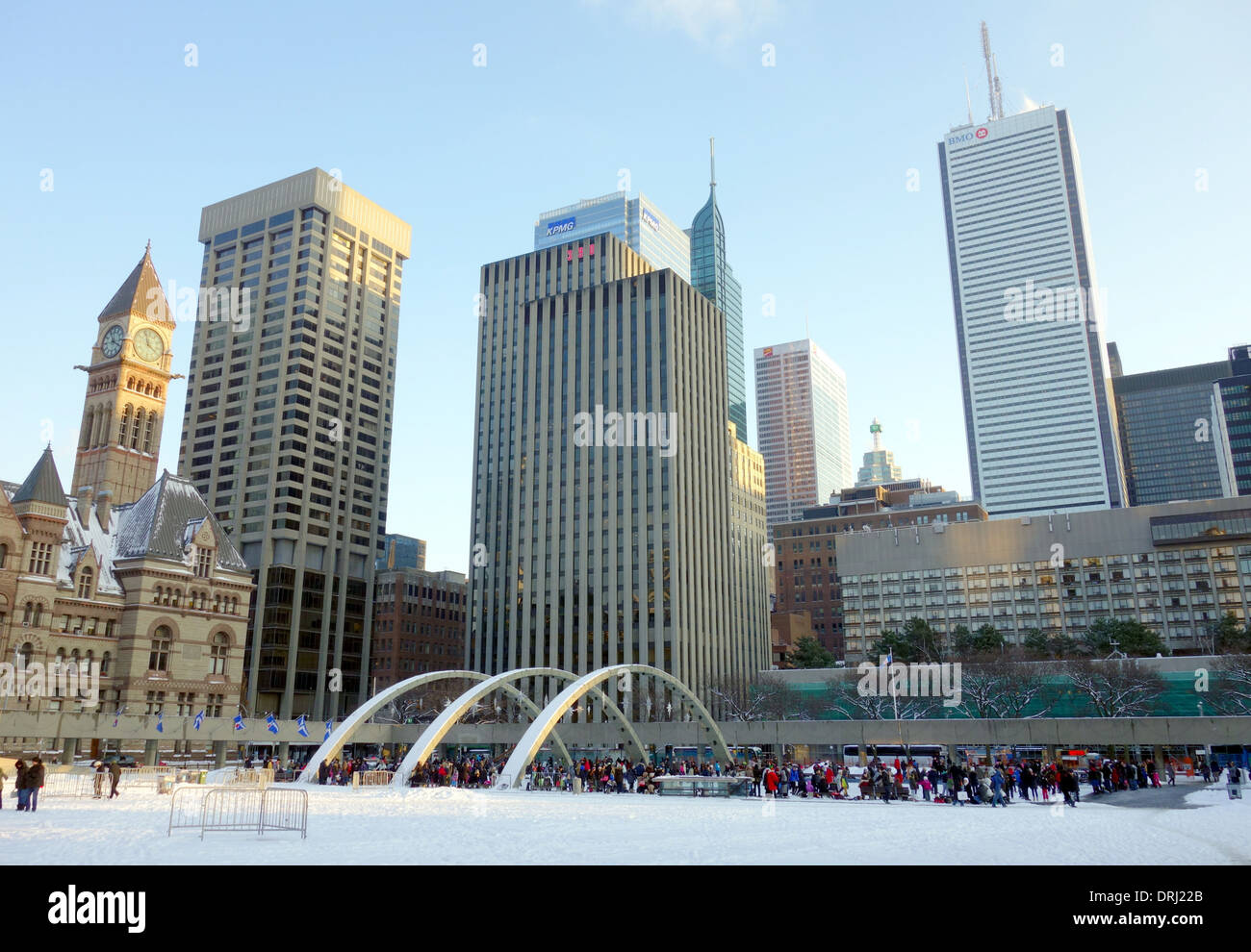 Winter view of Nathan Phillips Square in Toronto, Canada Stock Photo ...