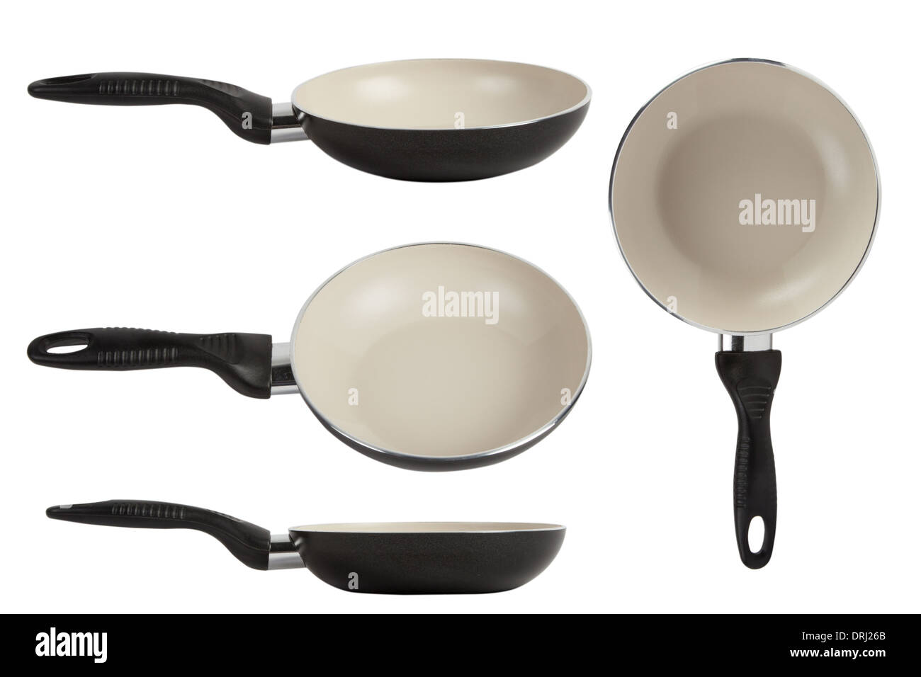 White ceramic frying pan on white background Stock Photo - Alamy