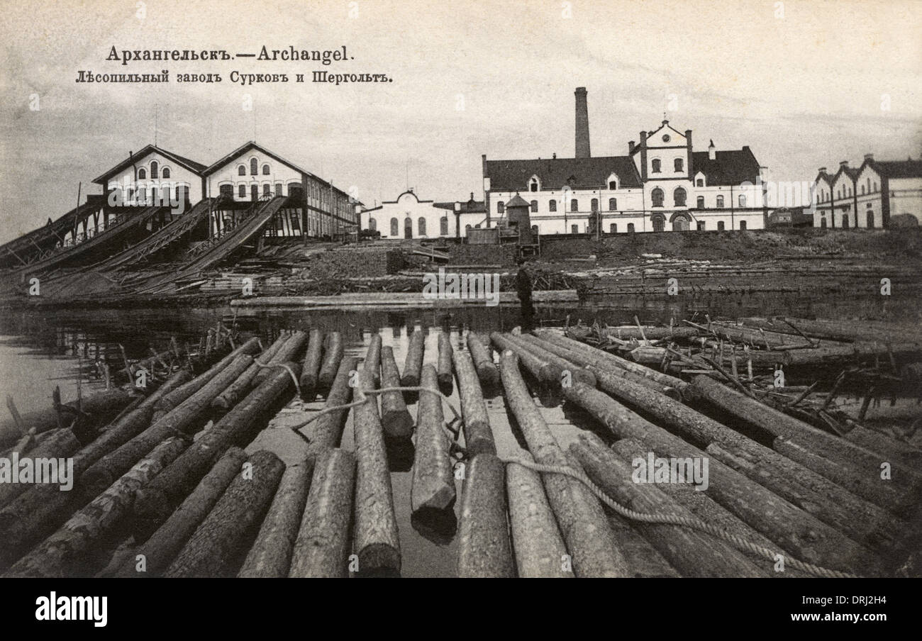 View of a sawmill at Archangel, Russia Stock Photo - Alamy