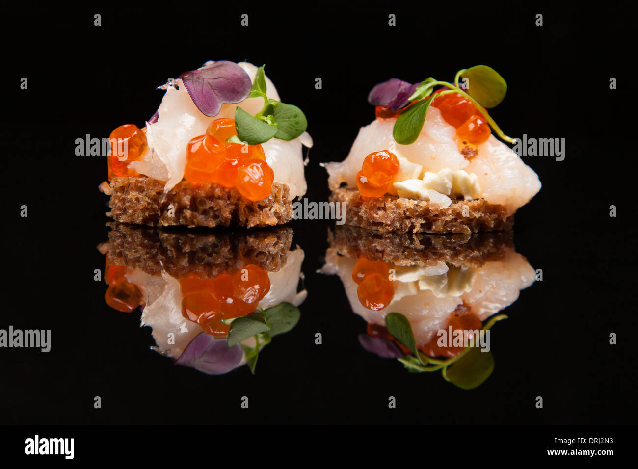 fresh salmon, cheese, and herbs canapes, Japanese meal, healthy food ...