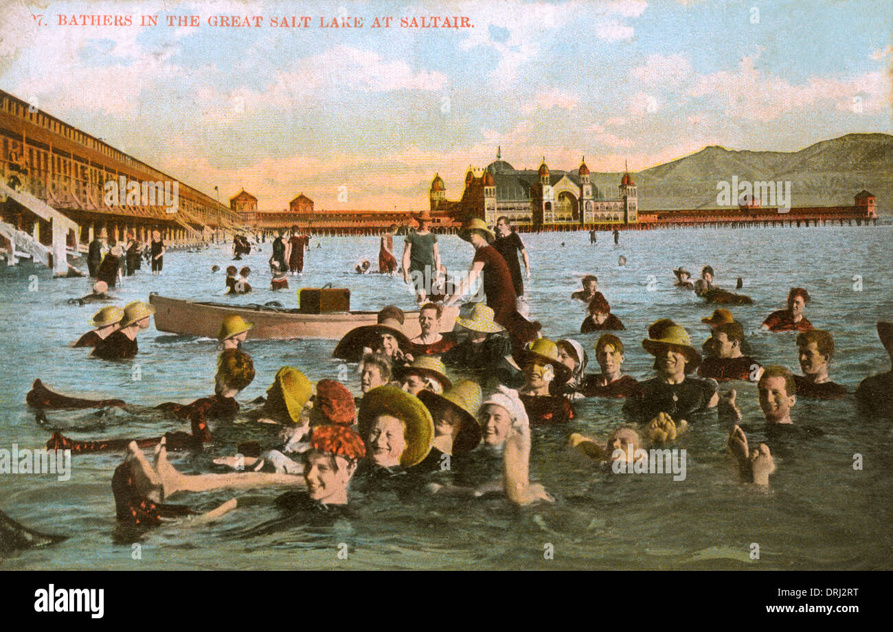 Bathers in the Great Salt Lake at Saltair, Utah, USA Stock Photo - Alamy