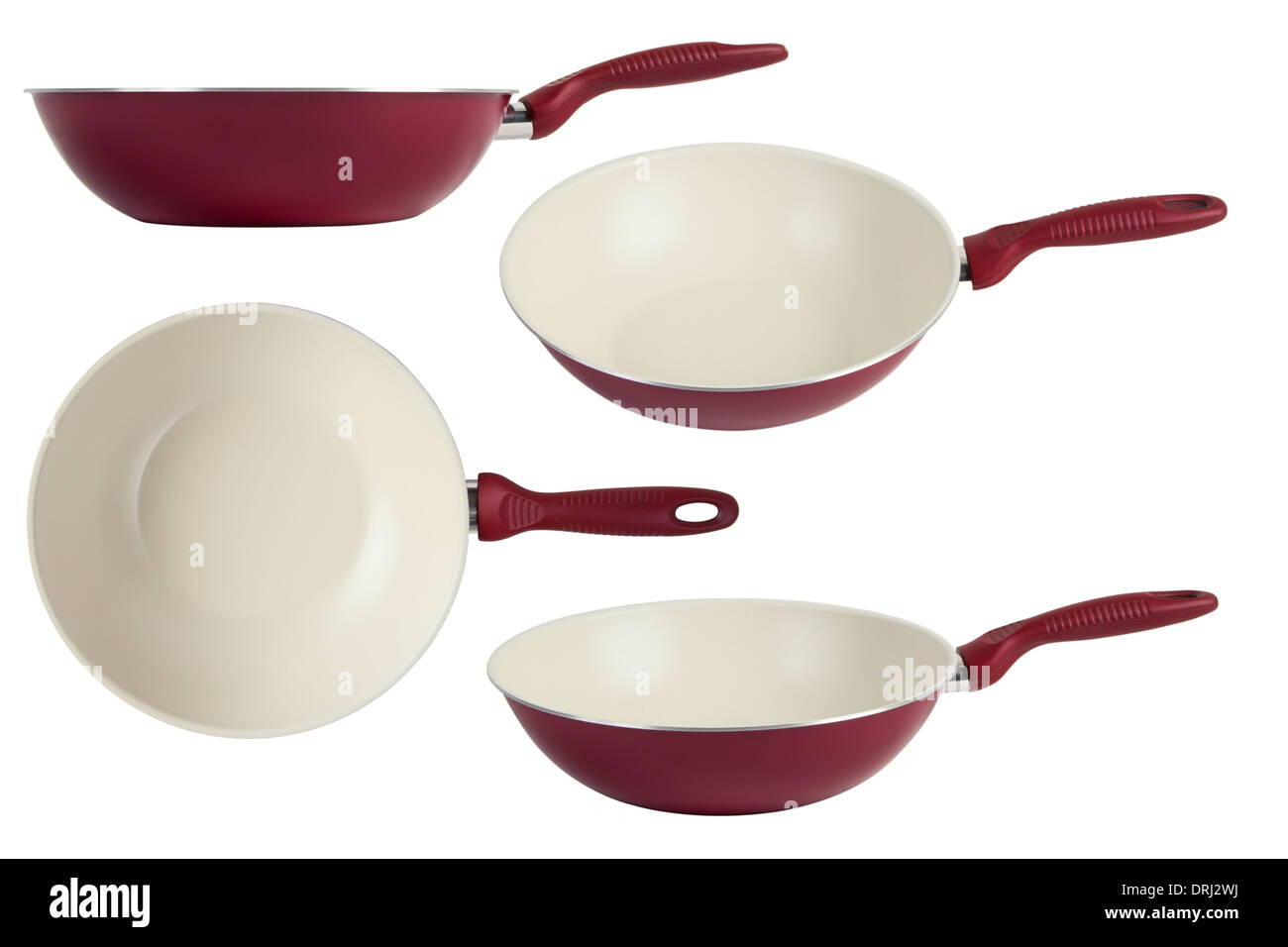 red wok pan isolated on a white background Stock Photo - Alamy