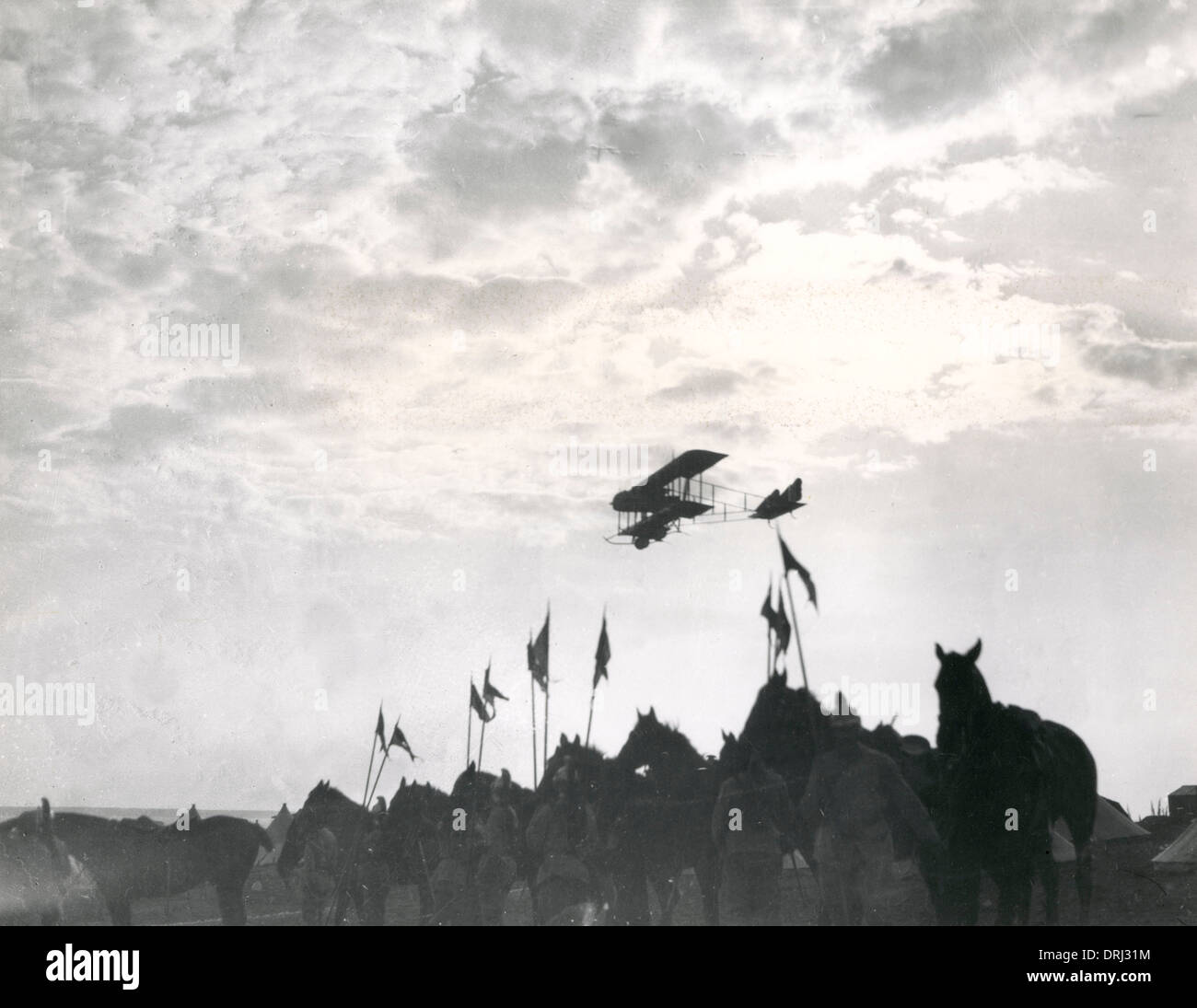 Biplane flying over French troops, Macedonian Front, WW1 Stock Photo ...