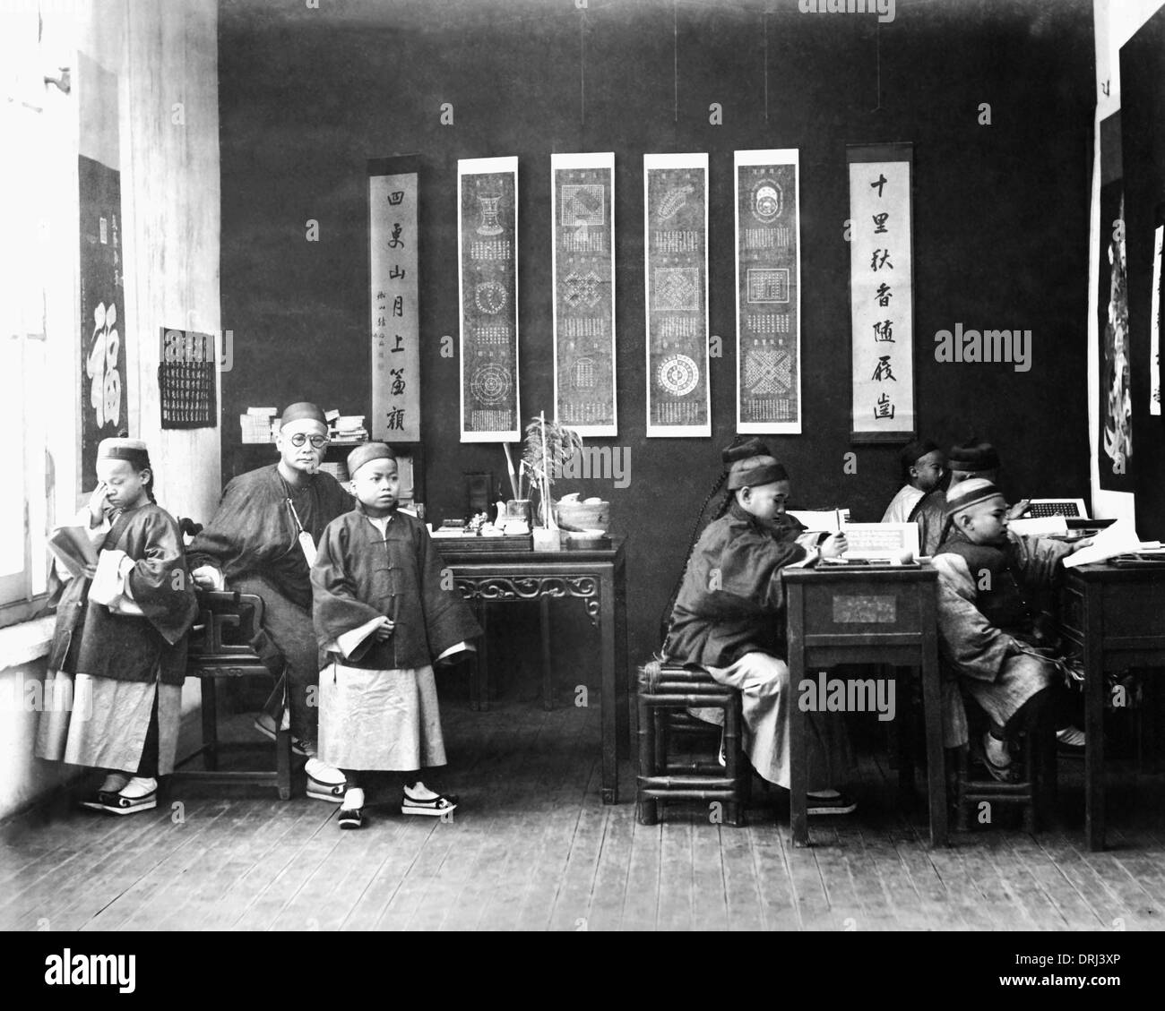 Boys in school desks Black and White Stock Photos & Images - Alamy