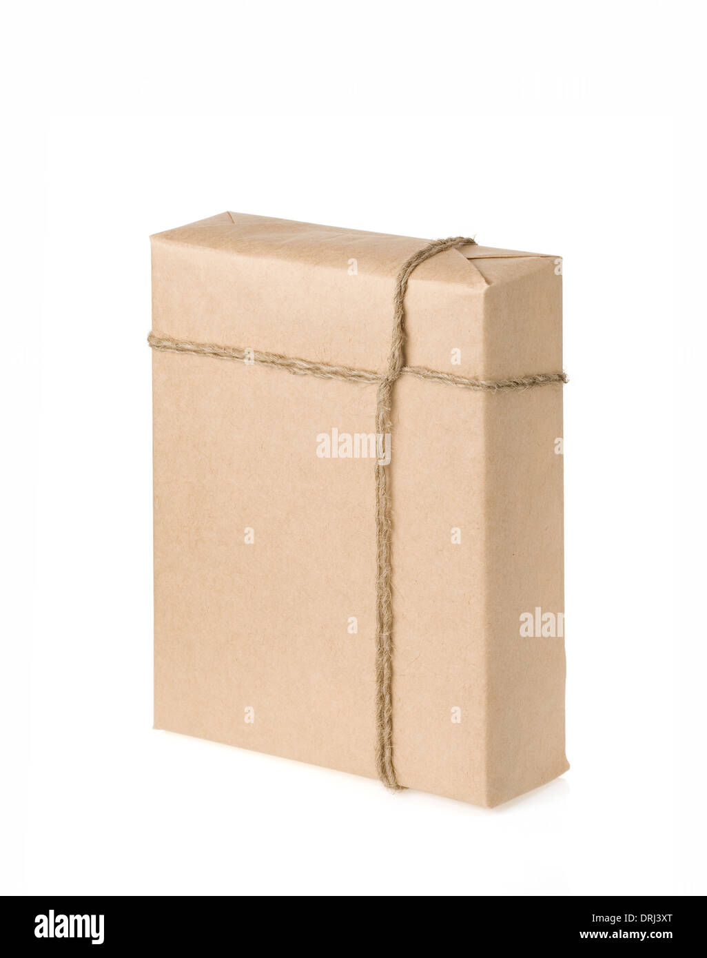 parcel wrapped with brown paper tied rope isolated on white background ...