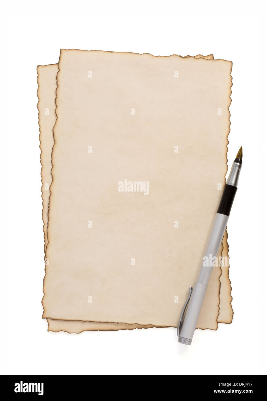 ink pen on paper parchment isolated at white background Stock Photo - Alamy