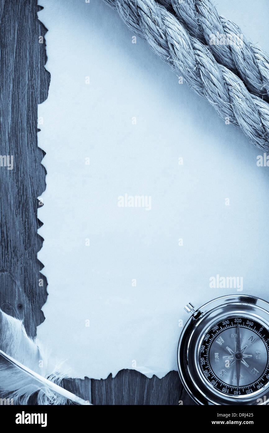ropes and compass on old vintage ancient paper background texture Stock ...