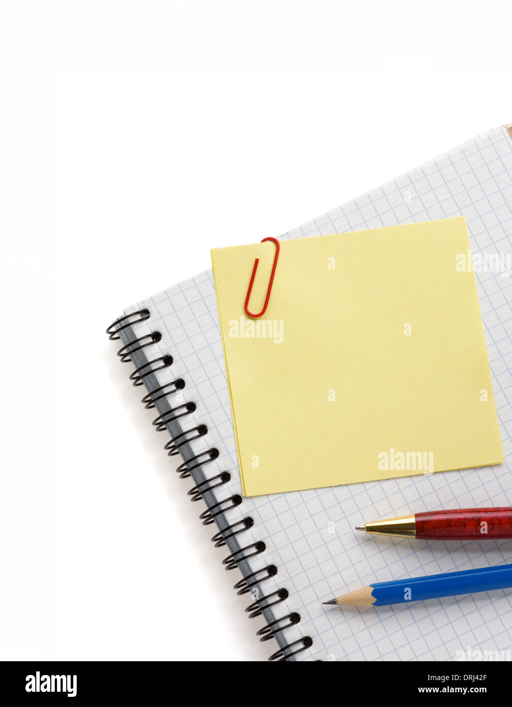 note paper and notebook isolated on white background Stock Photo - Alamy