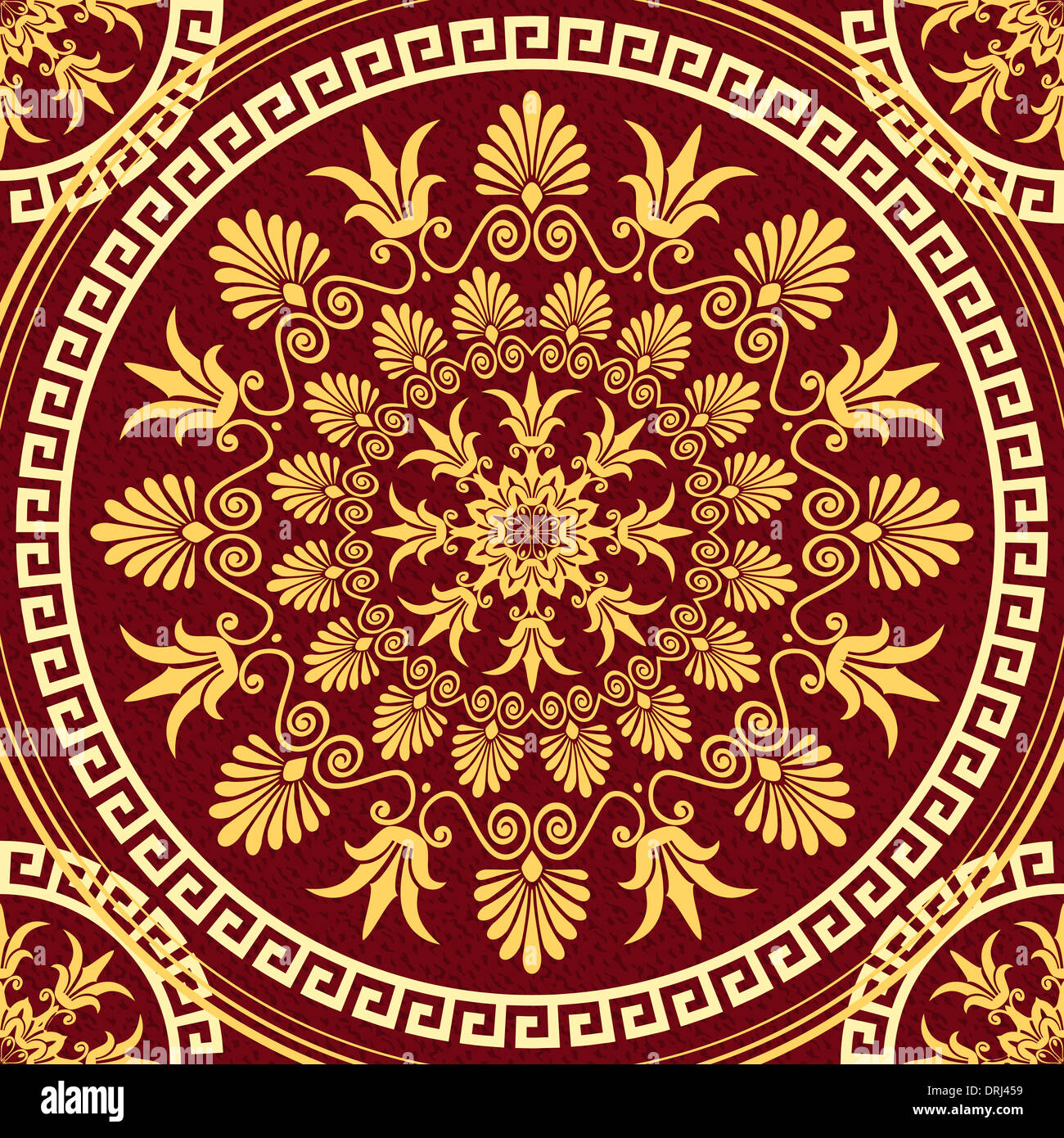 seamless vintage elegant lace gold Greek ornament and floral pattern on ...