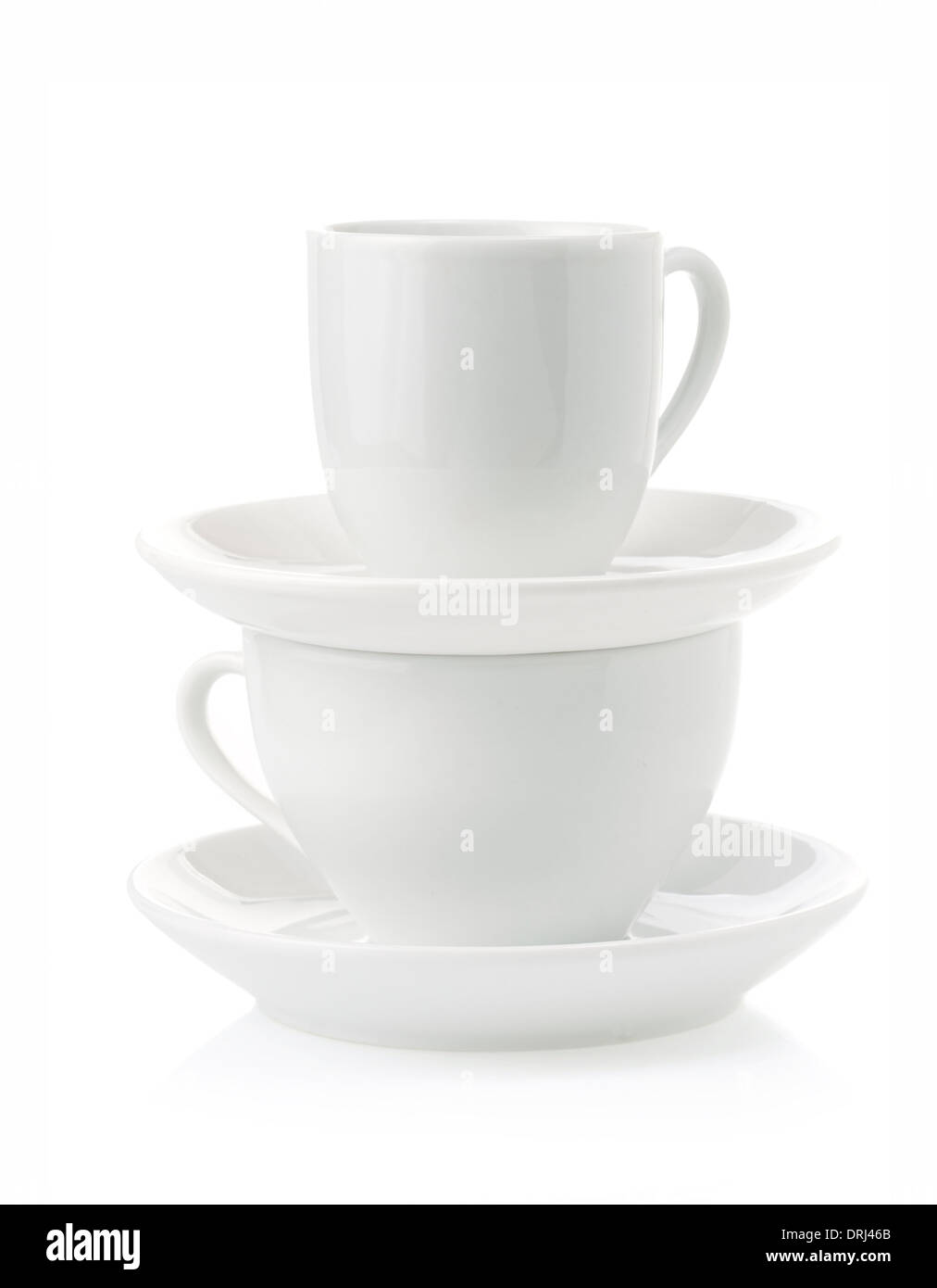 clean cups and saucer isolated on white background Stock Photo - Alamy