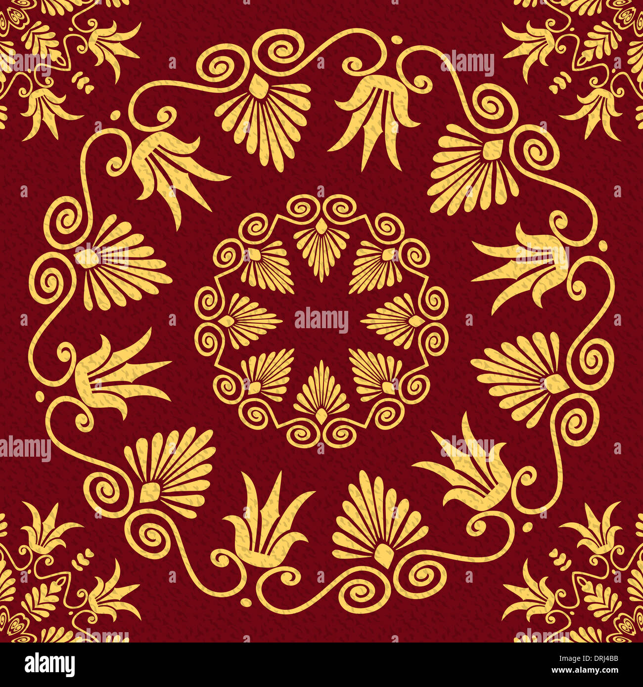 seamless vintage elegant lace gold Greek ornament and floral pattern on ...