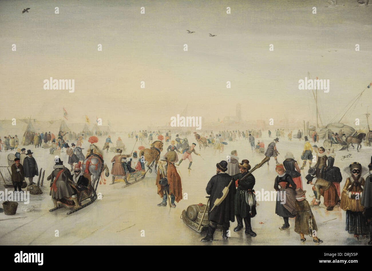 Hendrick Avercamp (1585-1634). Dutch painter. Enjoying the Ice near a ...