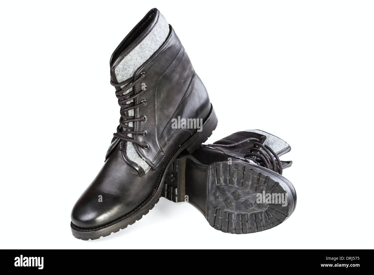 black man's boot isolated on white background Stock Photo - Alamy