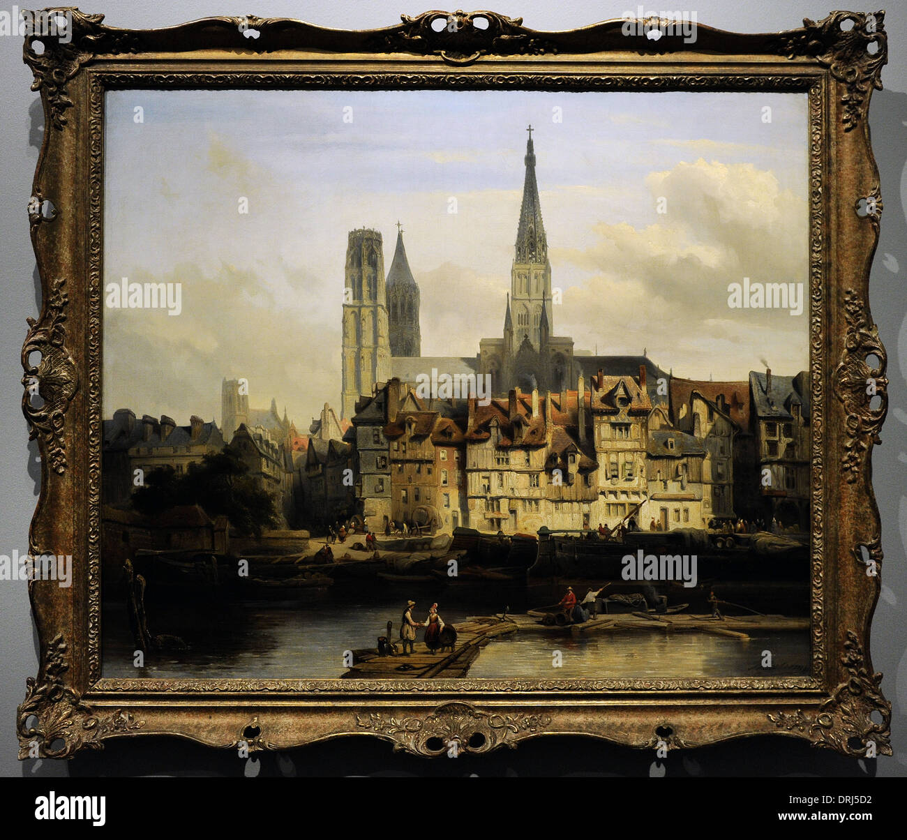 Johannes Bosboom (1817-1891). Dutch painter. The Quay de Paris in Rouen ...