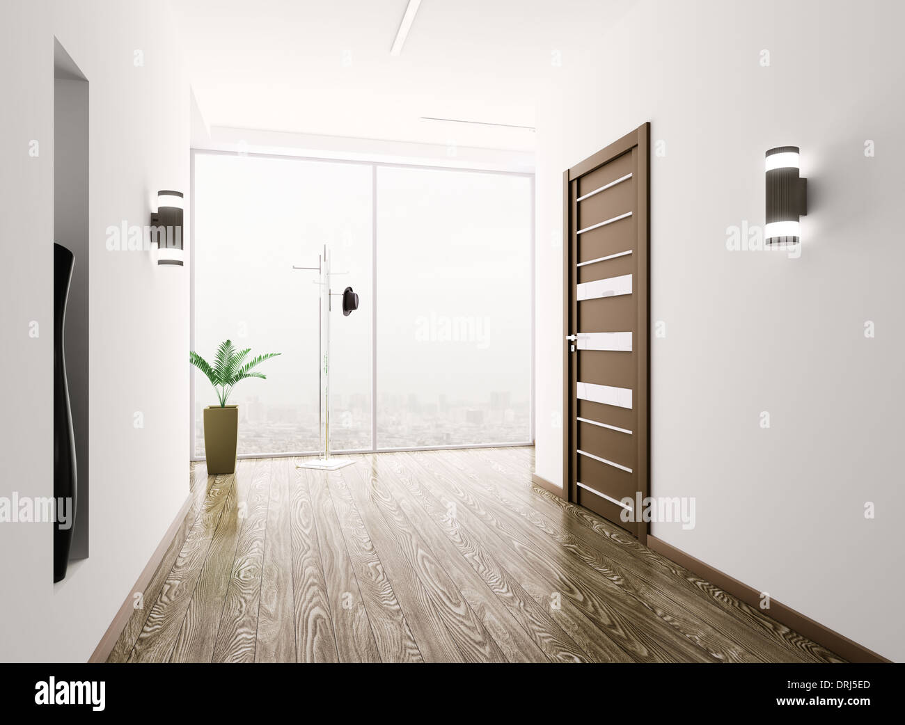 Interior of modern entrance hall 3d render Stock Photo - Alamy