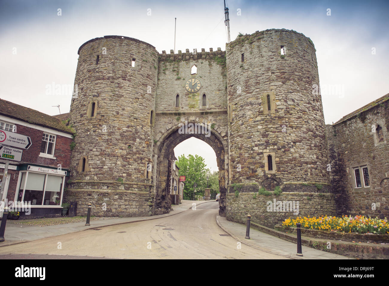 The Landgate in Rye, a fortified gatehouse entrance to the town, East ...