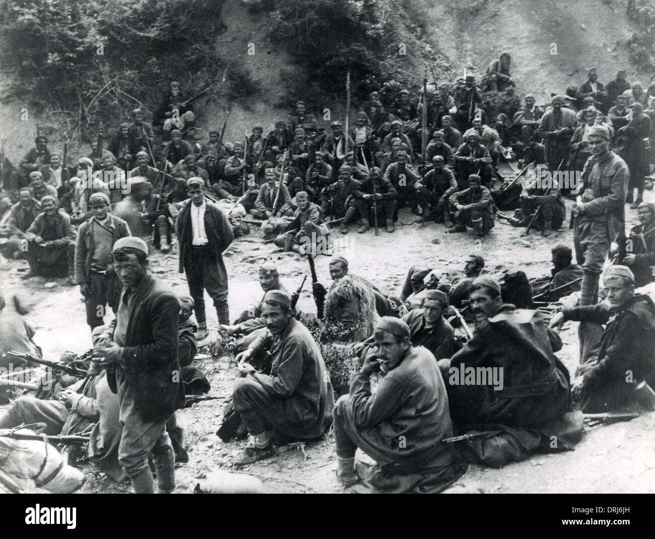 Montenegrin troops waiting for battle, eastern front, WW1 Stock Photo ...
