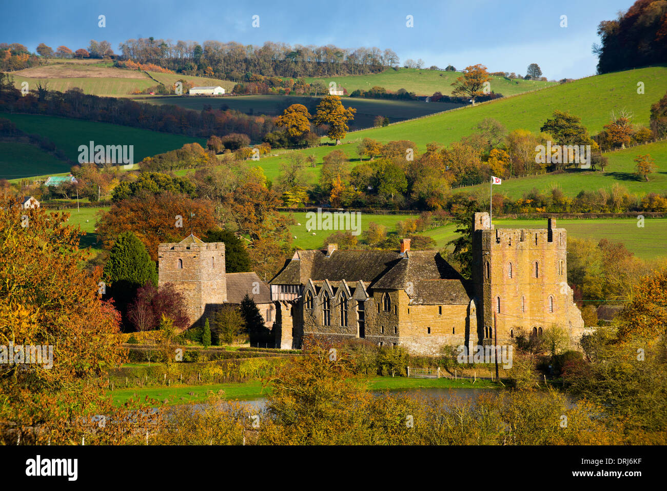 Stokesay Castle, a fortified manor house, in Autumn, Shropshire ...