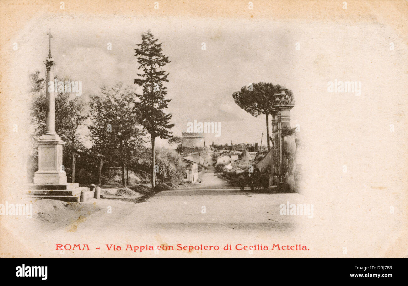 Rome - Appian Way and Tomb of Caecilia Metella Stock Photo - Alamy