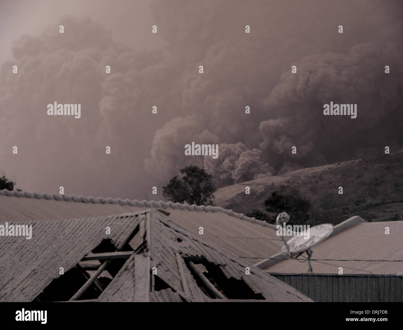 Volcanic ash destroyed village Sigarang Garang - January 2014 Stock ...