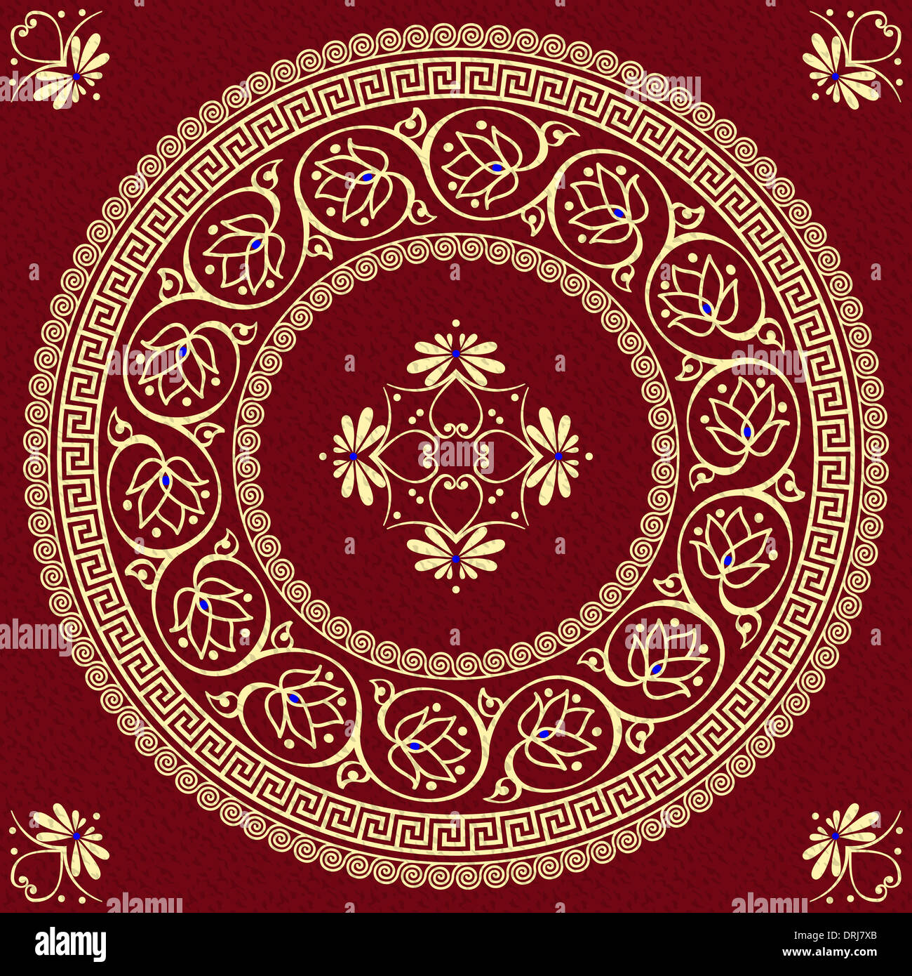 set Traditional vintage golden round Greek ornament (Meander) and ...
