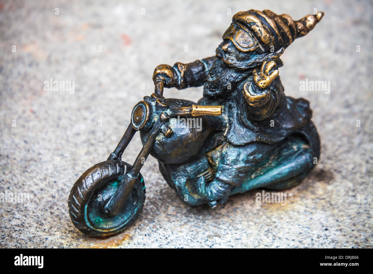 One of Wroclaw's famous little bronze gnomes, dwarfs or krasnale ...